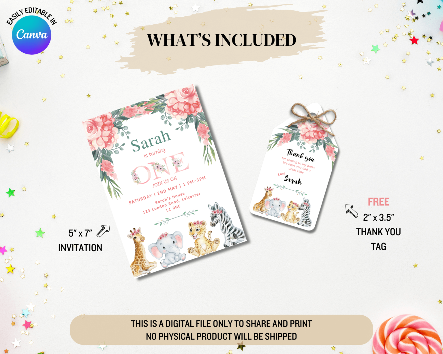 1st Birthday Invitation - Floral - Ali's Creationz